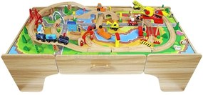 Wooden Toys Dřevěná vláčkodráha s hracím stolem
