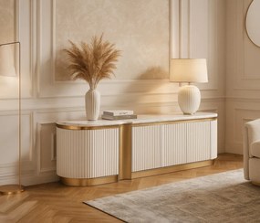 TV stolek Stilig ST916 200 cm mramor/ecru/zlatý