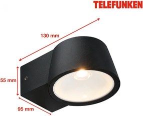 TF 323005TF TELEFUNKEN LED venkovní nástěnné svítidlo, IP54 voděodolné a prachotěsné, černý hliník - BRILONER