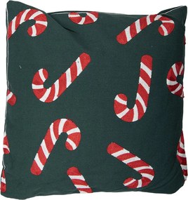 Zelený dekorační vánoční polštář cukrové hole Candy Cane – 45*45*4 cm
