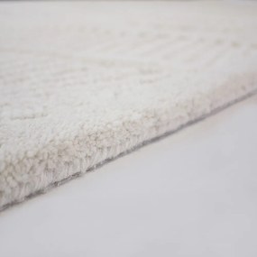 Bílý ručně tkaný běhoun s příměsí vlny 80x230 cm Sculptured Wave – Flair Rugs