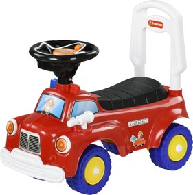 AIYAPLAY Push Car Walker Dětský požární vůz s tlačnou hračkou 18-36 měsíců Úložný prostor Světla Hudba Červená
