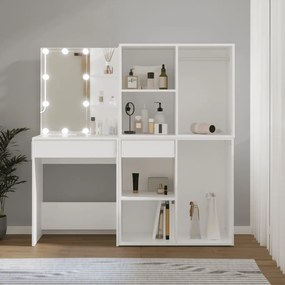 LED toaletní stolek se 2 skříňkami bílý kompozitní dřevo 3082026