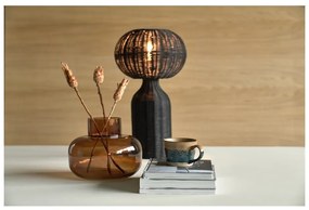 Černá stolní lampa s ratanovým stínidlem (výška 43 cm) Werna – Villa Collection