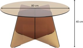 Skleněný konferenční stolek Samos 80 cm hnědý