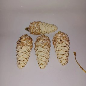 Sada vánočních ozdob šišky 11 cm, plast IP44, k zavěšení, venkovní, balení 4 ks