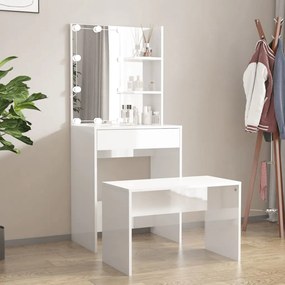 vidaXL Set toaletního stolku s LED kompozitní dřevo [3114136] Barva: Betonová šedá