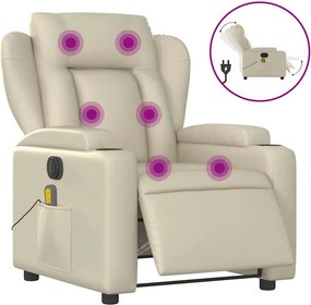 Elektrické masážní polohovací křeslo krémové umělá kůže 3204538