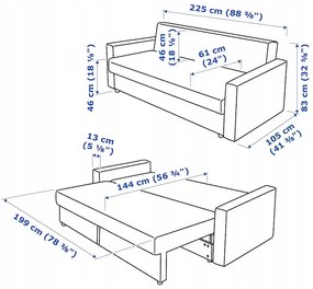 IKEA FRIHETEN Pohovka pro 3 osoby rozkládací pohovka