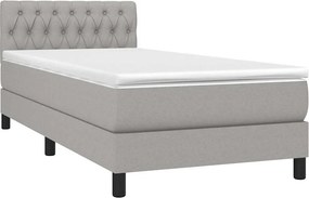 Box spring postel s matrací a LED světle šedá 90x190 cm textil 3133357
