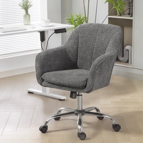 HOMCOM ergonomická kancelářská židle z jemného flanelu — otočná, nastavitelná, šedá