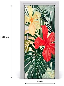 Samolepící fototapeta na dveře havajské květiny 85x205 cm