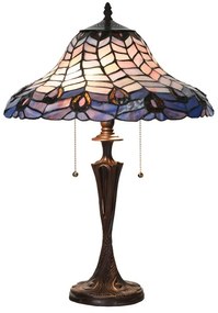 Modrá stolní lampa Tiffany Bleu Gérald - Ø 40*60cm