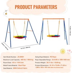 Sady houpaček pro zadní dvorek 101,6 cm podšálek sedák s houpačkou A-Frame kovový