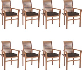 vidaXL Jídelní židle 8 ks podušky masivní teak [3072993] Barva: taupe