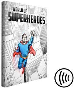 Obraz Superhrdina s mrakodrapy - grafika inspirovaná komiksy se Supermanem
