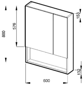 JIKA H4532410383041 - Zrcadlová skříňka s policí LYRA 80x60 cm bílá