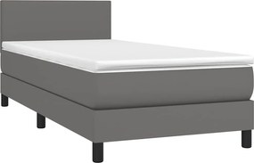 Box spring postel s matrací a LED šedá 100x200 cm umělá kůže 3134091