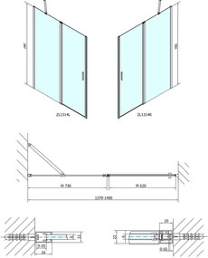 Polysan ZOOM LINE sprchové dveře 1400mm, čiré sklo, ZL1314