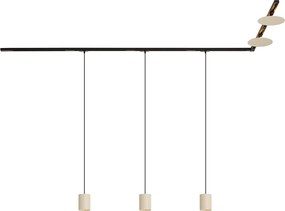 Moderní kolejnicový systém černý se 3 závěsnými svítidly a 2 béžovými stropními svítidly 1-fázový - Iconic Holt Pulley
