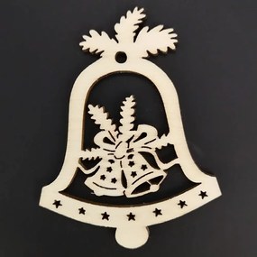 AMADEA Dřevěná ozdoba zvonek se zvonky 9 cm