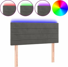 Čelo postele s LED tmavě šedé 80 x 5 x 78/88 cm samet 3121783