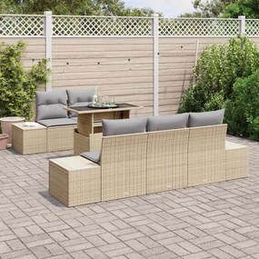 Set pohovek 6 ks Béžová a Světle šedá polyratan 3349096