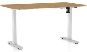 Výškově nastavitelný stůl OfficeTech A, 120 x 80 cm, bílá podnož, dub kamenný