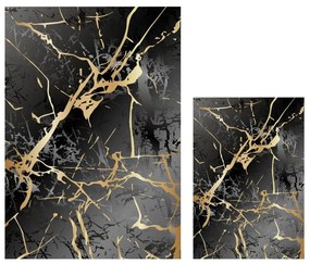 Koupelnové předložky v černo- zlaté barvě v sadě 2 ks 60x100 cm Cracks – Mila Home