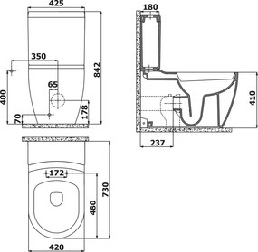 Sapho GRANDE WC kombi XXL, spodní/zadní odpad, bílá GR360