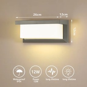 Brilagi - LED Venkovní nástěnné svítidlo BRICKY LED/12W/230V šedá IP54