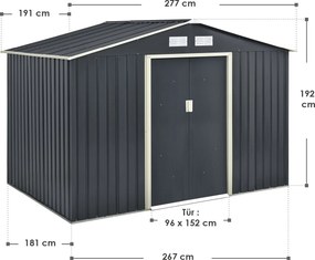 Juskys Zahradní domek XL 277×191×192 cm - antracit