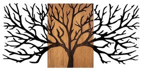Wallexpert Dekorativní nástěnný dřevěný doplněk Tree - 327, Černá, Ořech