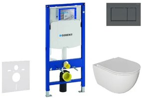 Geberit Duofix - Set předstěnové instalace, klozetu Oudee a sedátka softclose, tlačítko Sigma30, matná černá/černá SANI11CA5104