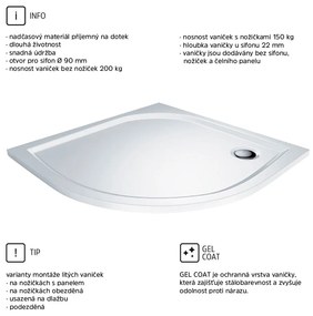 Mereo Mereo, Sprchový set z Kory Lite, čtvrtkruh, 90 cm, chrom ALU, sklo Grape a vaničky z litého mramoru., CK35131ZM