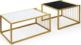Costway 2 x odkládací stolek set hnízdící stolky mramorový moderní hnízdící