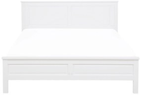 Bílá dřevěná manželská postel 140x200 cm OLIVET Beliani