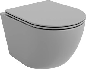 Mexen Lena WC mísa Rimless s WC deskou slim, duroplast, světle šedá matná, 30224061