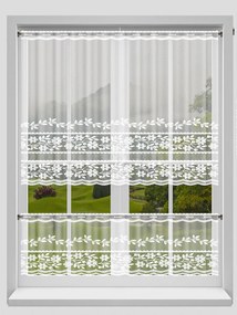 Buona Ventura žakárová vitrážová záclona 606630/001, květinový vzor, s bordurou, bílá, výška 50cm (v metráži)