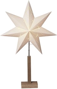 STAR TRADING Hvězda na stojánku Karo, bílá barva, hnědá barva, dřevo, papír