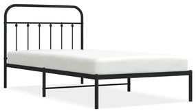 vidaXL Kovový rám postele s čelem černý 100 x 200 cm