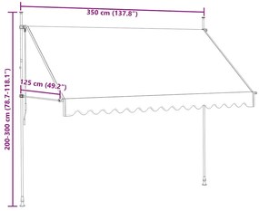 vidaXL Marketos Ručně zatahovací markýza 350 cm krémová