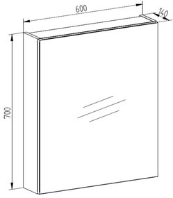 Mereo, Mereo Koupelnová zrcadlová skříňka 60 cm, galerka, 1x dvířka levá, Multidecor, Bílá Arctic, MER-CN798G61BIAA