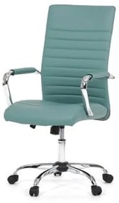 Autronic Kancelářská židle Kancelářská židle, modrá ekokůže, houpací mech, kolečka pro tvrdé podlahy, chromový kříž (KA-V307 BLUE)