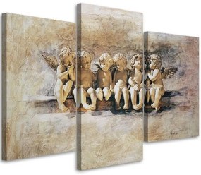 Obraz na plátně třídílný Angel Beige Vintage - 90x60 cm