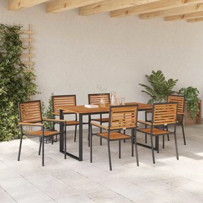 Zahradní jídelní souprava 7 ks Černá Masivní akátové dřevo 3365460
