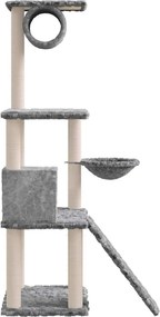 Škrabadlo pro kočky se sisalovými sloupky světle šedé 131 cm 171604