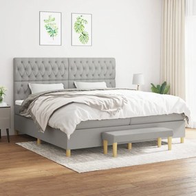Box spring postel s matrací světle šedá 200 x 200 cm textil 3137421