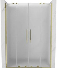 Mexen Velar Duo, posuvné sprchové dveře do otvoru 160 cm, 8mm sklo námraza, zlatá lesklá, 871-160-000-32-50