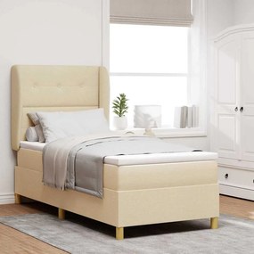 Postel s boxspringem s čelo Krémová 190 x 90 cm textil 3340730